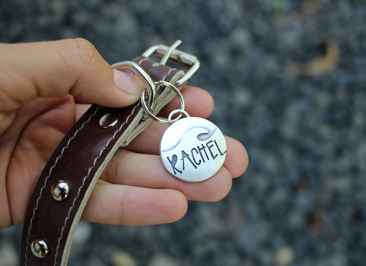 A Sterling Silver Custom Handmade Dog Tag With Wave – Dreaming Tree ...